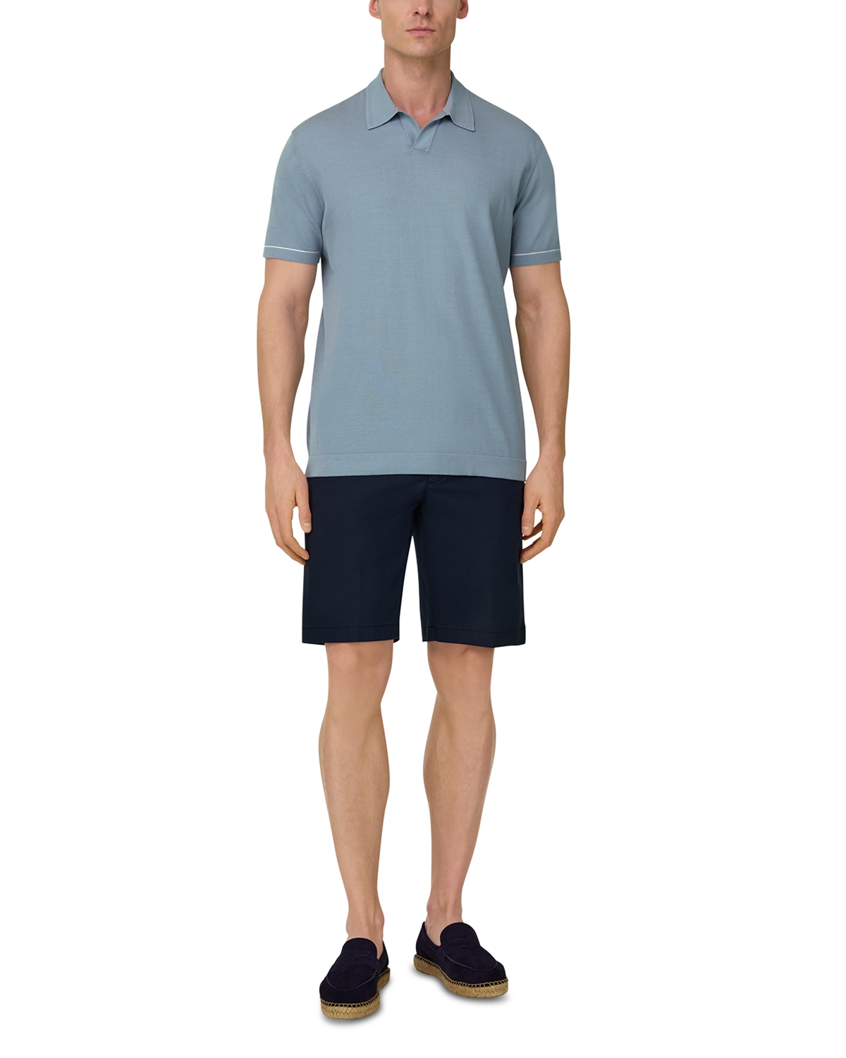 BOGGI MILANO cotton crepe knit polo shirt